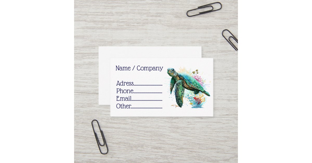 Sea turtle underwater watercolor Style Business Card | Zazzle