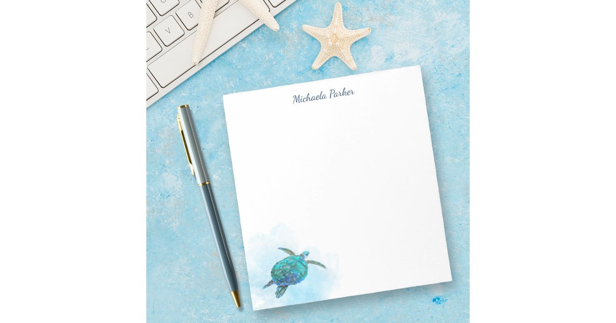 Sea Turtle Watercolor Ocean Personalized Notepad | Zazzle