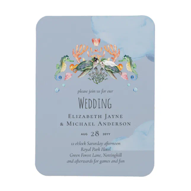 Sea Turtle Wedding Featuring Bride and Groom Magnet | Zazzle