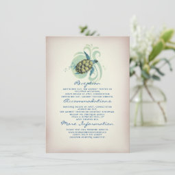 Sea Turtle Wedding Information Guest Enclosure Card | Zazzle