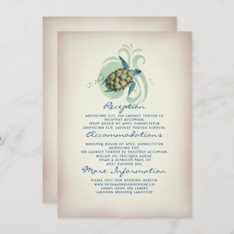 Sea Turtle Wedding Information Guest Enclosure Card | Zazzle