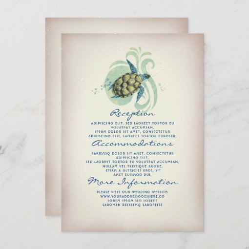 Sea Turtle Wedding Information Guest Enclosure Card | Zazzle