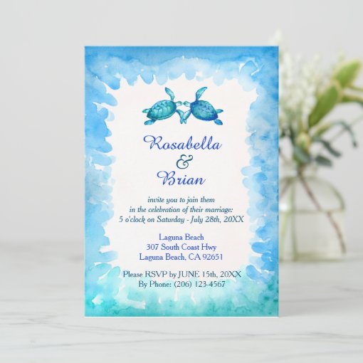 Sea Turtle Wedding Invitations - Blue and Green | Zazzle