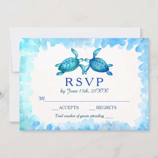 Sea Turtle Wedding RSVP Cards | Blue and Green | Zazzle