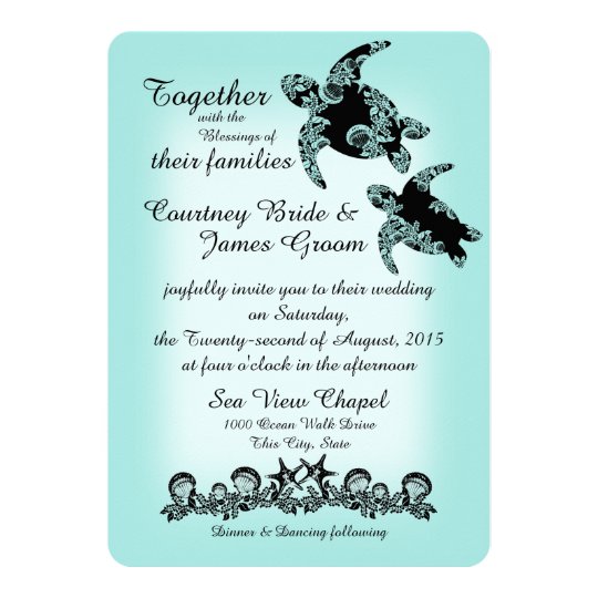 Sea Turtles and Shell Garland Invitation | Zazzle.com