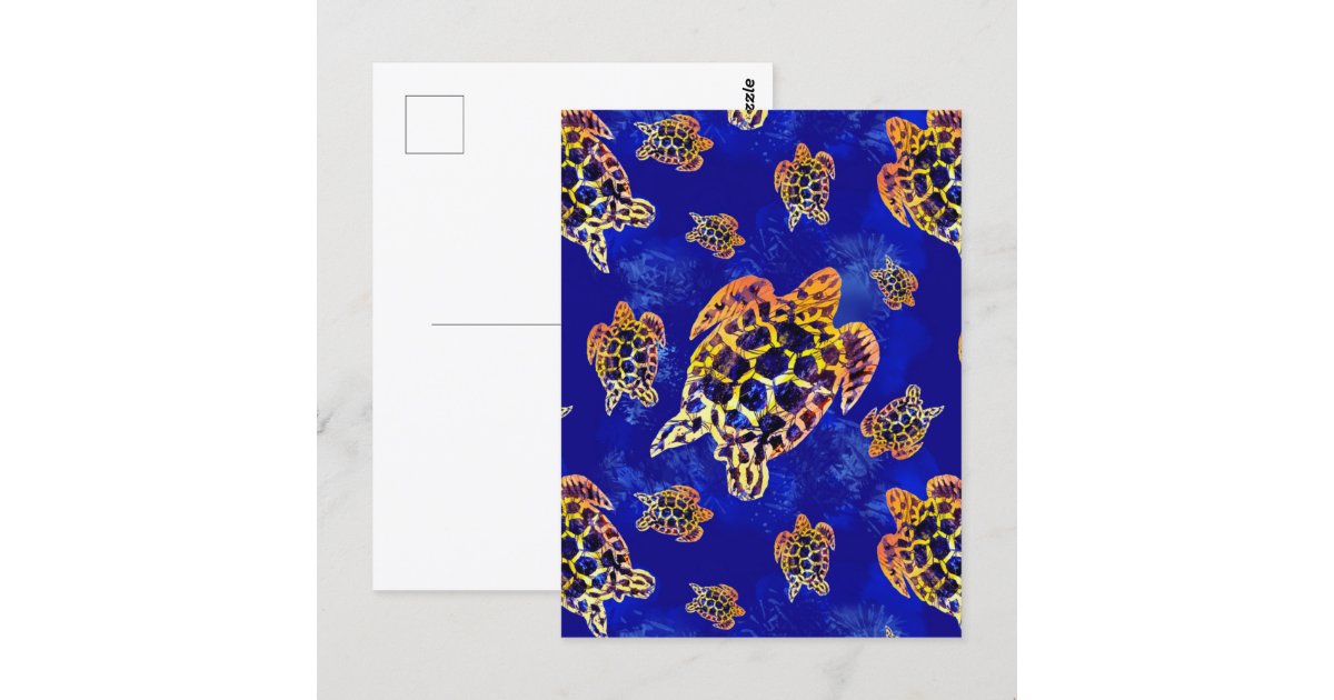 Sea Turtles Batik African Art Postcard | Zazzle
