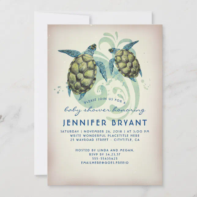 Sea Turtles Beach Baby Shower Invitation | Zazzle