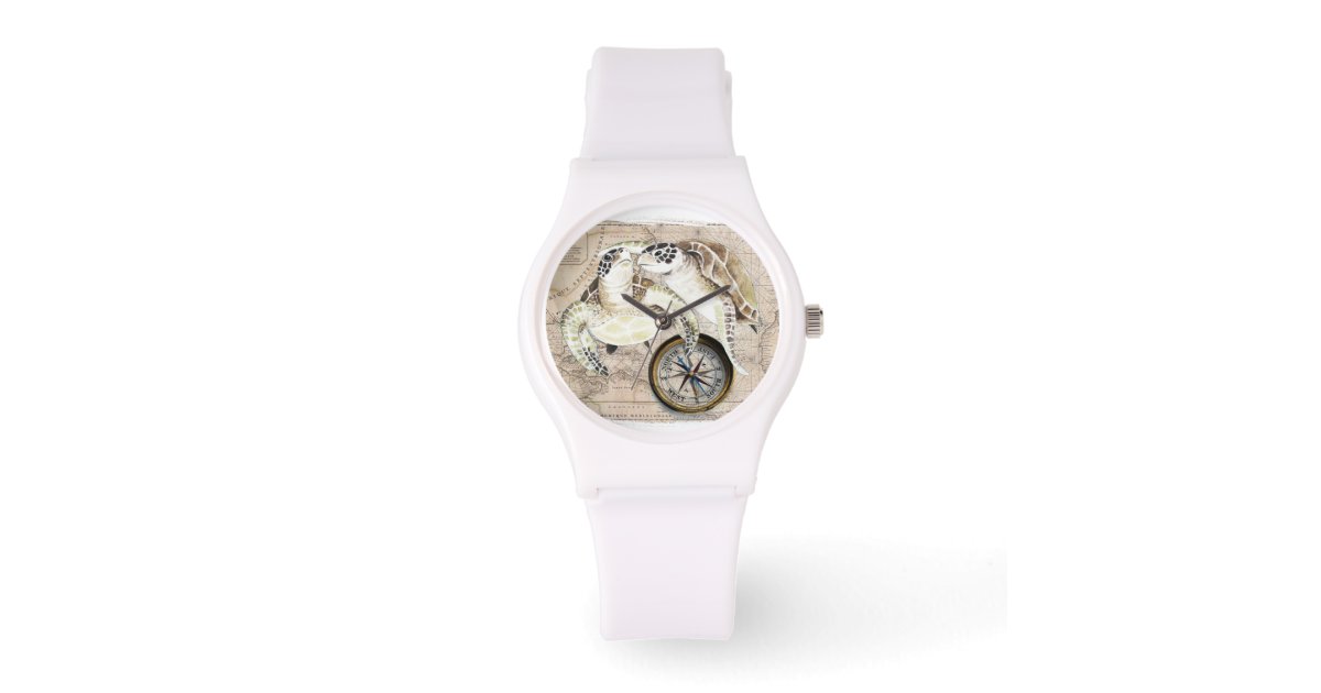 Sea Turtles Compass Map Watch | Zazzle