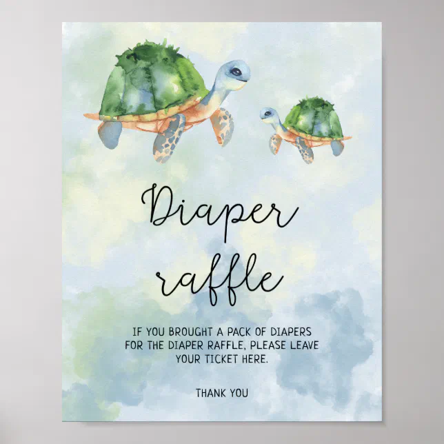 Sea turtles - Diaper raffle poster | Zazzle