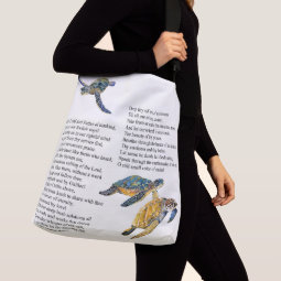 Sea Turtles Poem Prayer Peace Shoulder Tote Bag | Zazzle