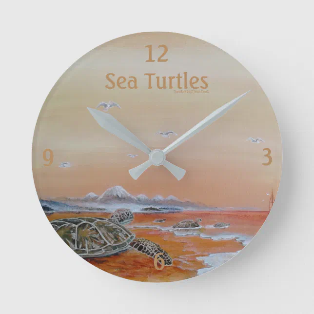 Sea Turtles! Sea turtle wall clock. Round Clock | Zazzle