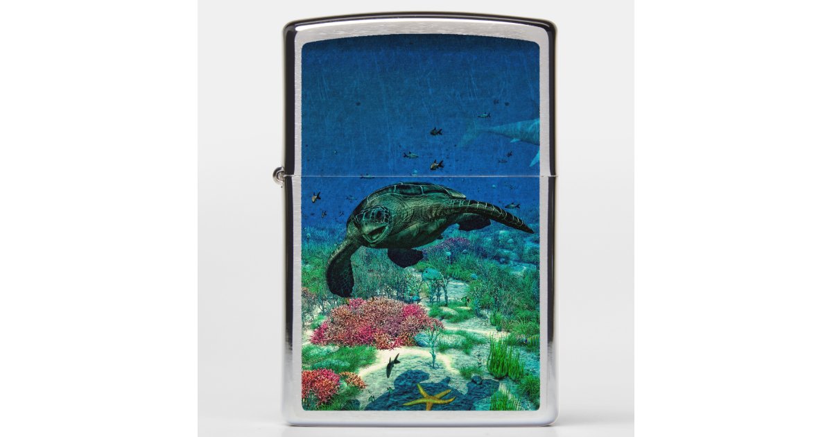 Sea turtles swim through the Mediterranean Sea Zippo Lighter | Zazzle