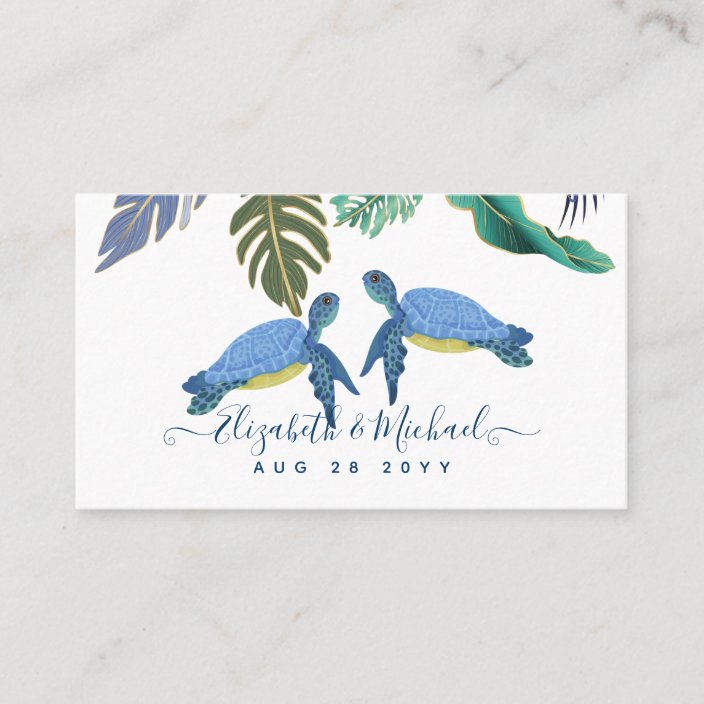 Sea Turtles Wedding Blue Yellow Business Card | Zazzle.com