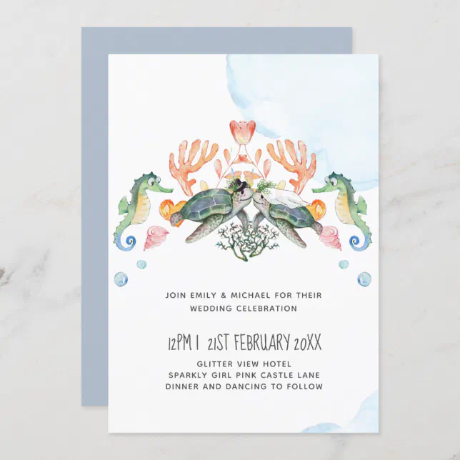 Sea Turtles Wedding Featuring Bride and Groom | Zazzle