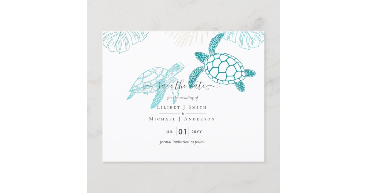 Sea Turtles Wedding Modern Line Art | Zazzle