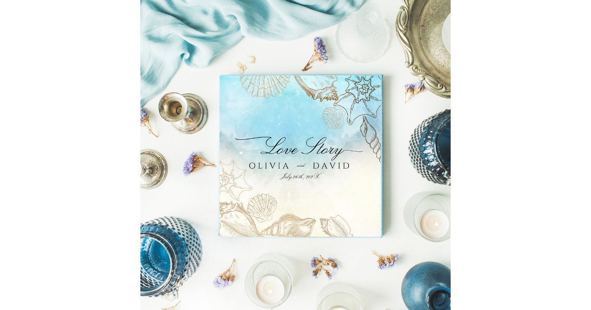 Sea Wedding Summer Blue Ocean Beach Wedding 3 Ring Binder | Zazzle