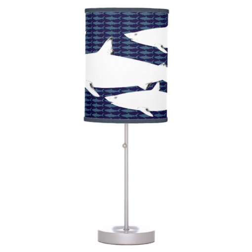 sea white shark décor pattern table lamp | Zazzle