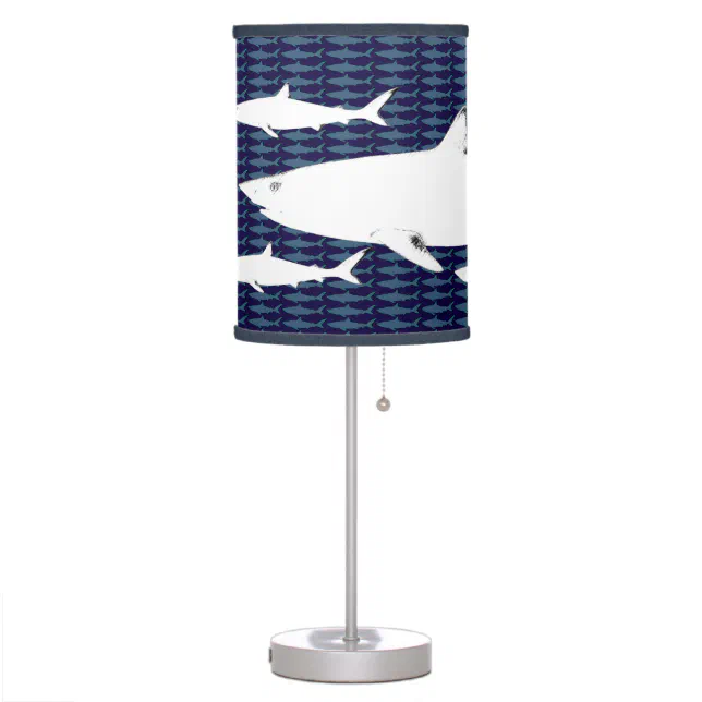 sea white shark décor pattern table lamp | Zazzle