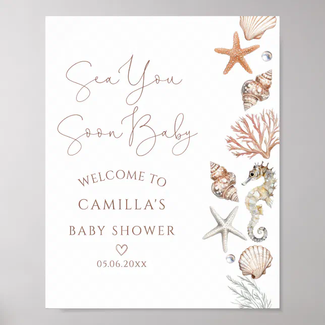 Sea You Soon Baby Shower Welcome Poster | Zazzle