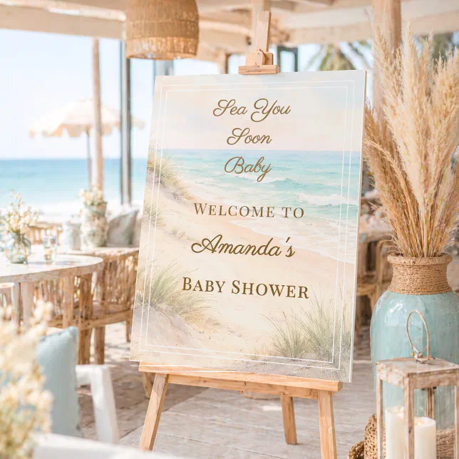 Sea You Soon Beach Baby Shower Welcome Foam Board | Zazzle