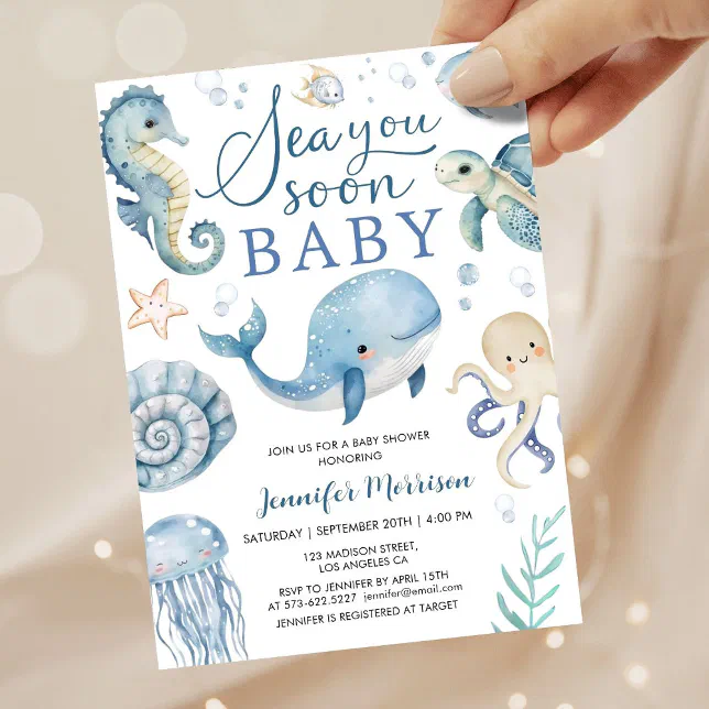 Sea You Soon Boy Baby Shower Invitation | Zazzle