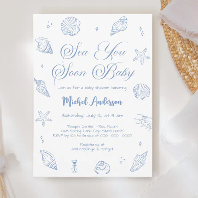 Sea You Soon Coastal Baby Shower Invitation | Zazzle