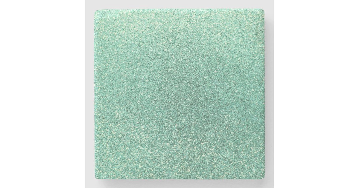 Seafoam green glitter stone coaster | Zazzle