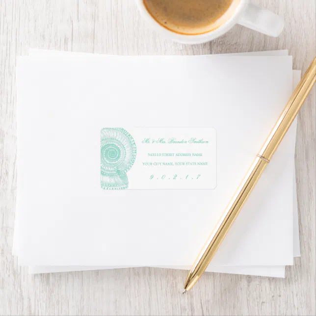 Seafoam Green Sea Shell Address Label | Zazzle