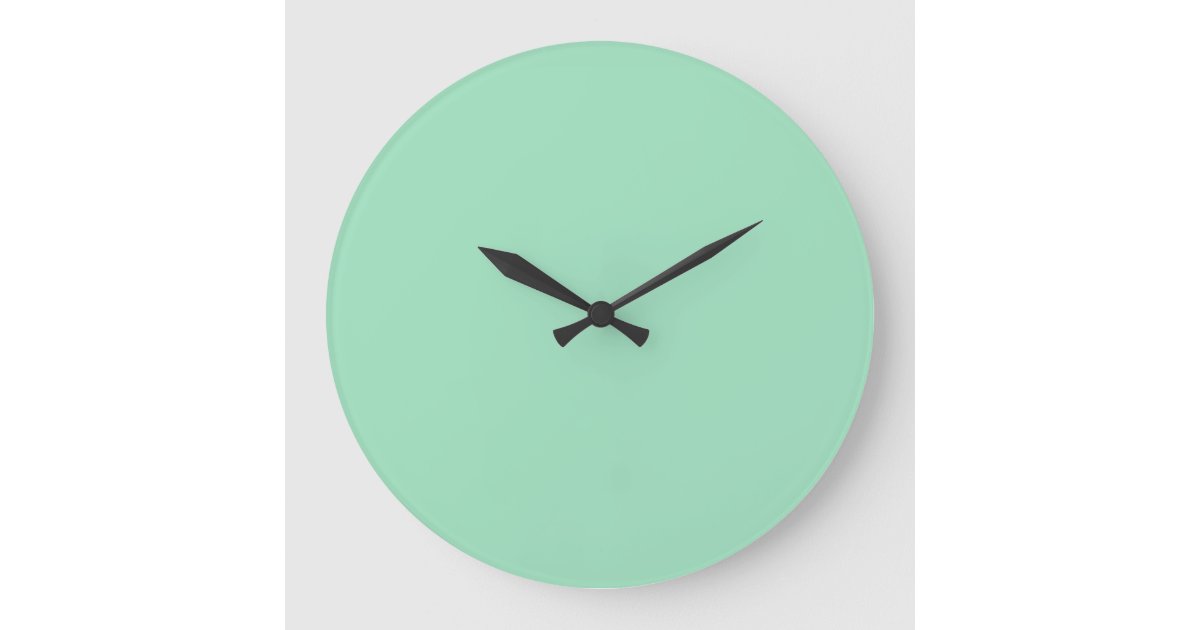 Seafoam Green Solid Color Large Clock | Zazzle