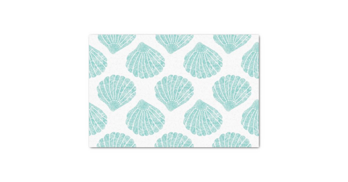 Seafoam Seashell Pattern Tissue Paper | Zazzle