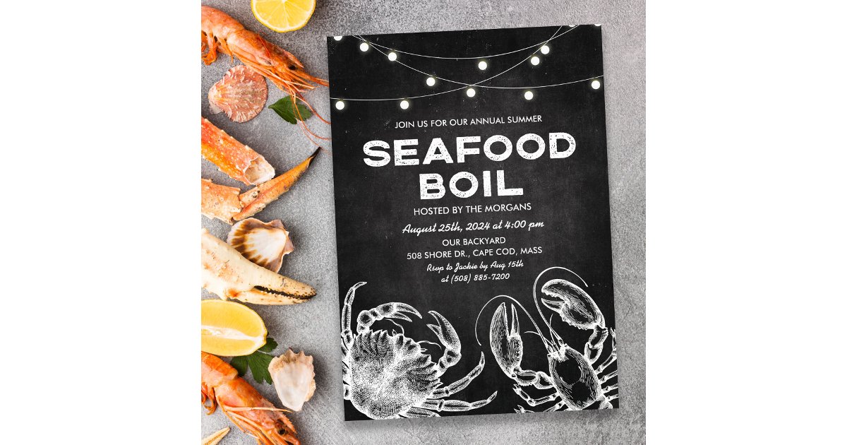 Seafood Boil Chalk Invitation | Zazzle