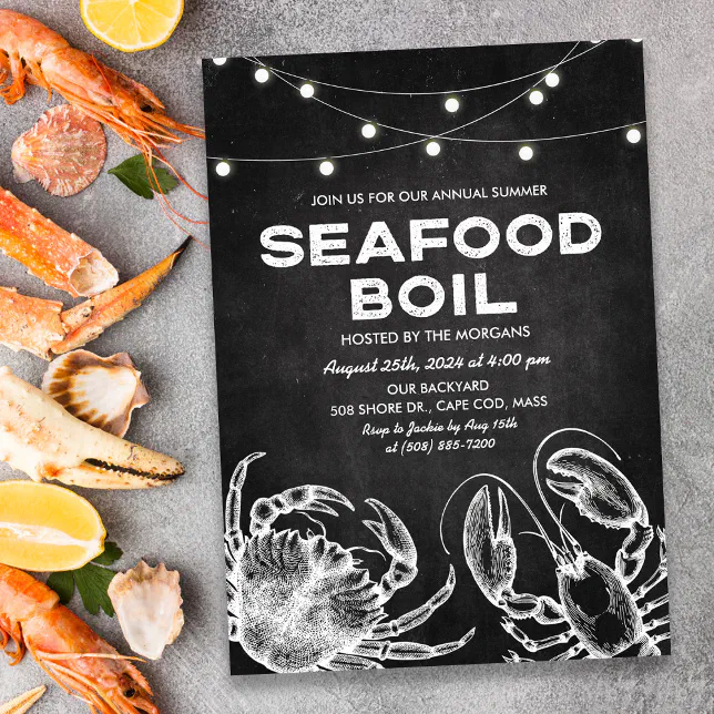 Seafood Boil Chalk Invitation | Zazzle