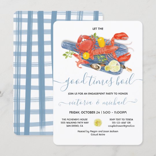 Seafood Boil Engagement Rehearsal Dinner Party Invitation | Zazzle.com