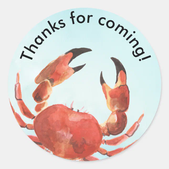 Seafood Crab Boil Birthday Party Thank You Classic Round Sticker | Zazzle