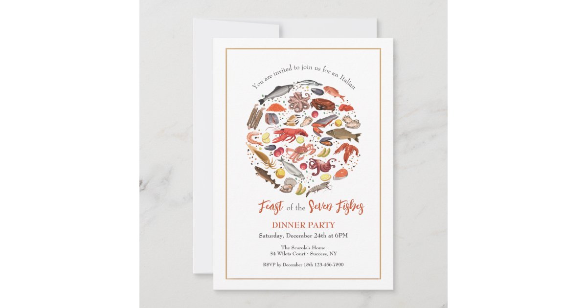 Seafood Feast Dinner Party Invitation | Zazzle