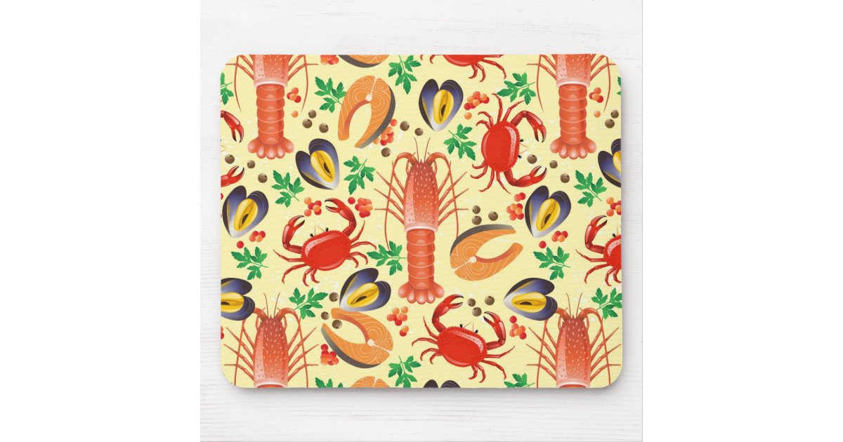 Seafood Pattern Mouse Pad | Zazzle