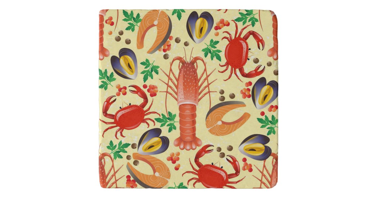 Seafood Pattern Trivet | Zazzle