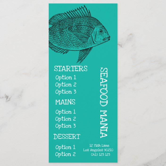 Seafood restaurant fish dinner menu | Zazzle.com