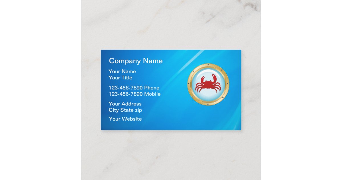 Seafood Restaurant Nautical Business Card | Zazzle