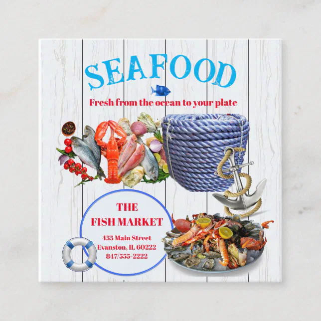 seafood restaurant QR business card | Zazzle