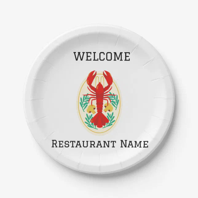 Seafood restaurant welcome red lobster Personalize Paper Plates | Zazzle