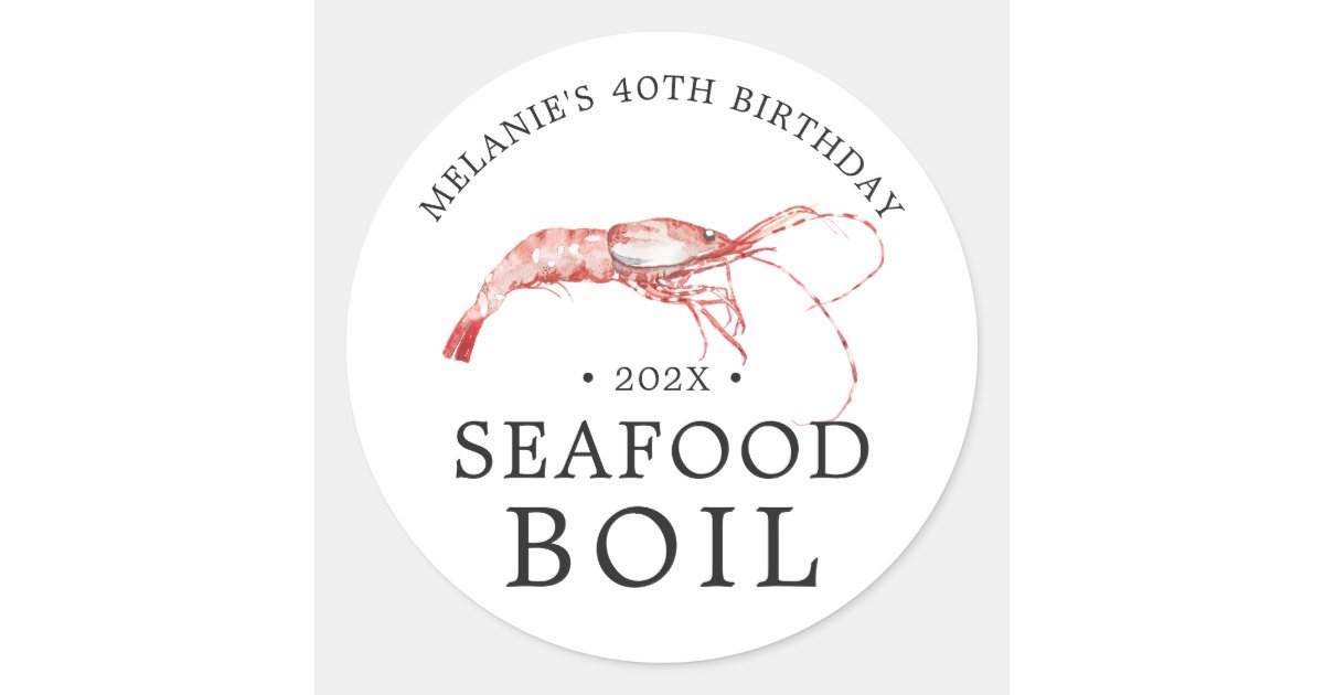 Seafood Themed Birthday Party Classic Round Sticker | Zazzle