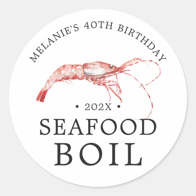 Seafood Themed Birthday Party Classic Round Sticker | Zazzle