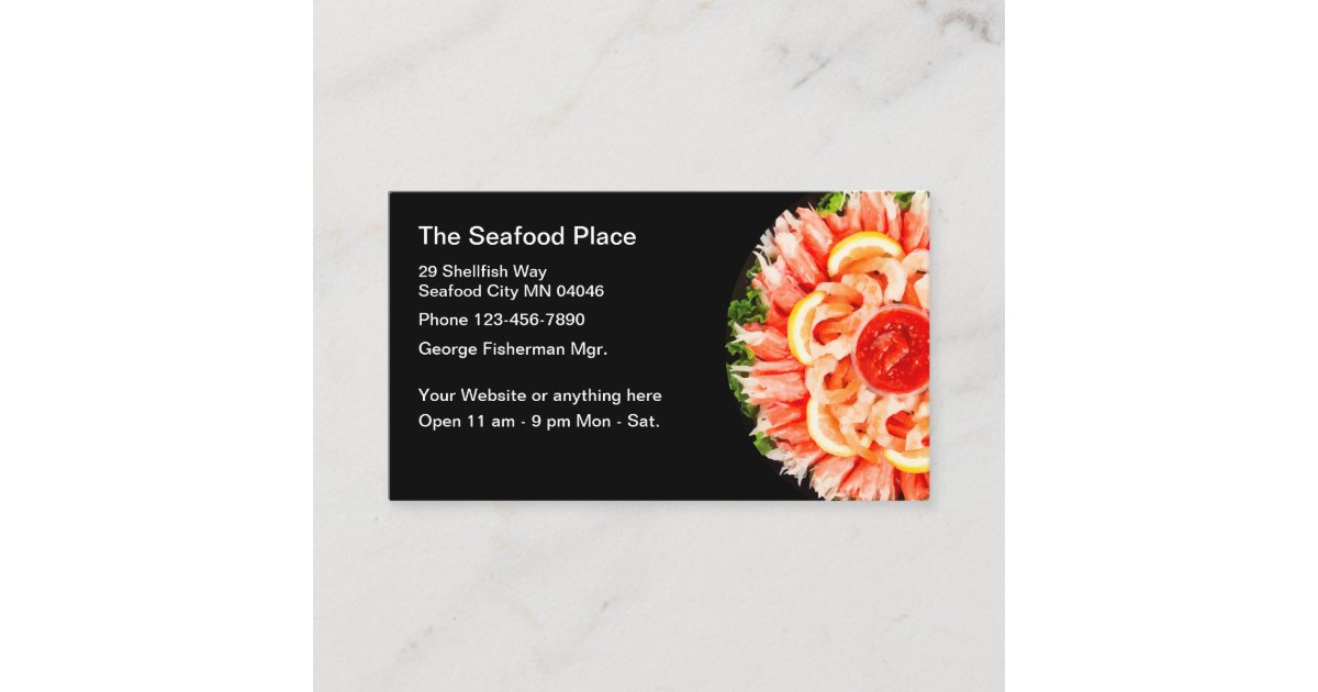 Seafood Themed Restaurant Business Cards | Zazzle