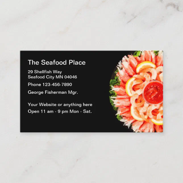 Seafood Themed Restaurant Business Cards | Zazzle
