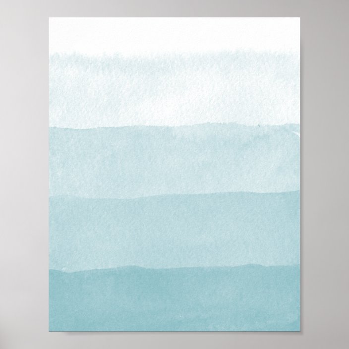 Seaglass Aqua Gradient Colorblock Watercolor Poster | Zazzle.com