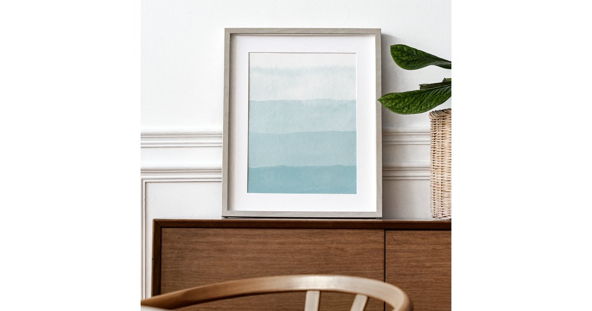 Seaglass Aqua Gradient Colorblock Watercolor Poster | Zazzle