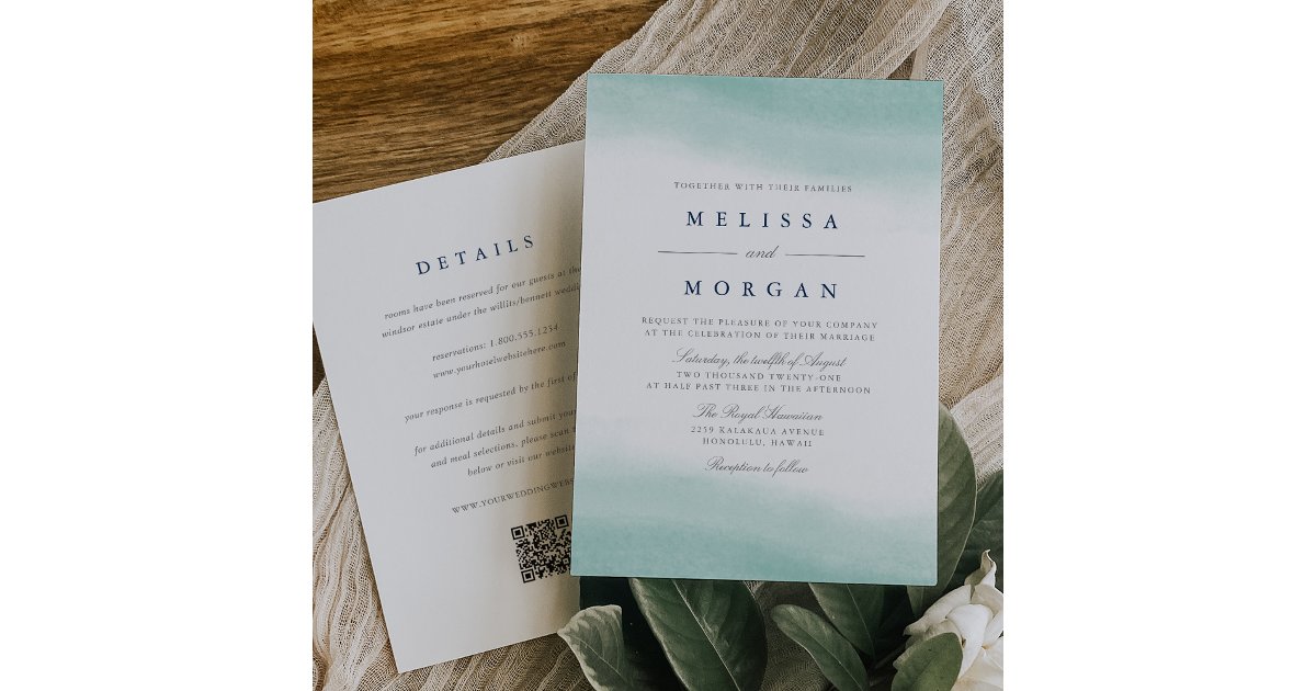 Seaglass Tides | Coastal All-in-One Wedding Invitation | Zazzle