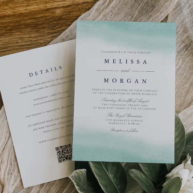 Seaglass Tides | Coastal All-in-One Wedding Invitation | Zazzle