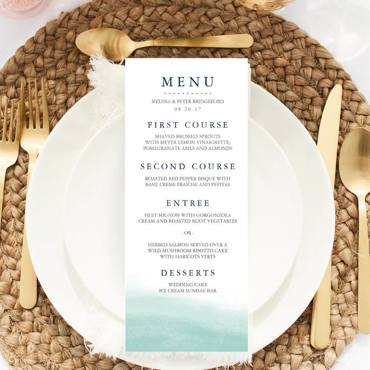 Seaglass Tides Wedding Menu | Zazzle
